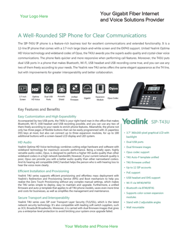 Yealink T43U Data Sheet – TolyDigital